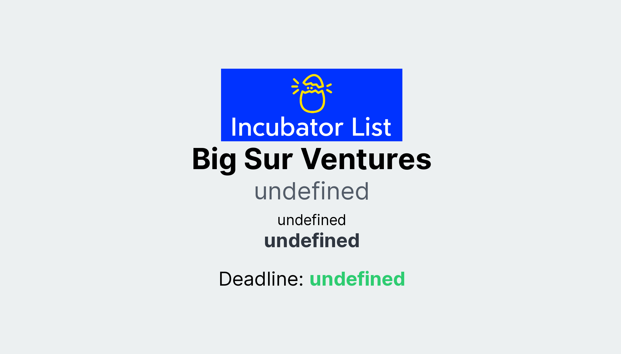 Big Sur Ventures - Key Information