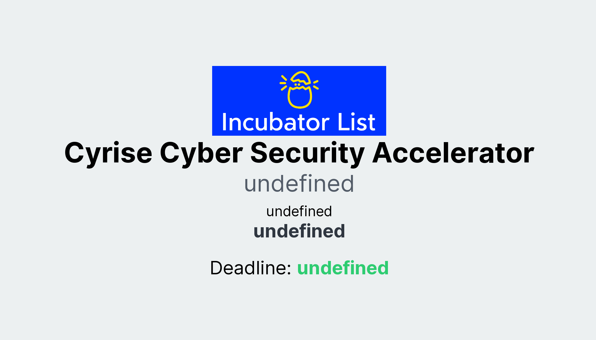 Cyrise Cyber Security Accelerator - Key Information