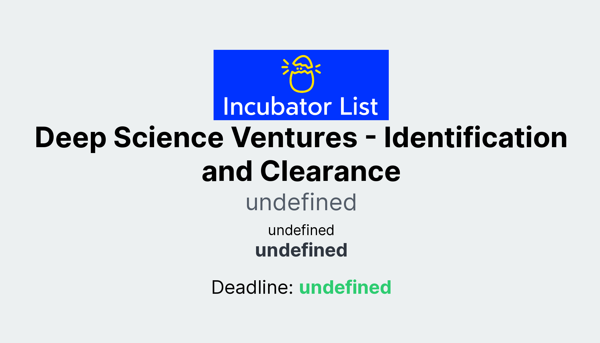 Deep Science Ventures - Identification and Clearance - Key Information