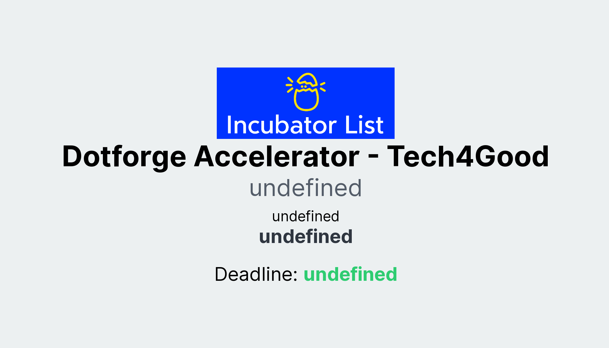 Dotforge Accelerator - Tech4Good - Key Information