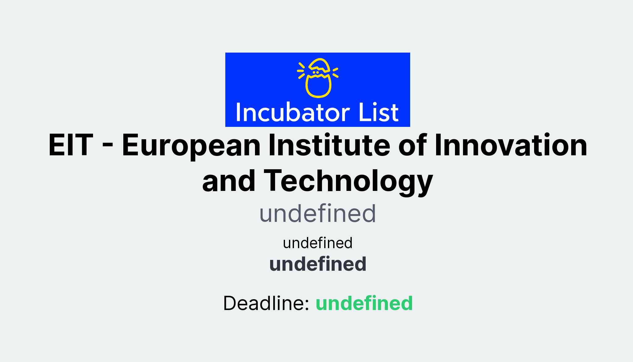EIT - European Institute of Innovation and Technology - Key Information