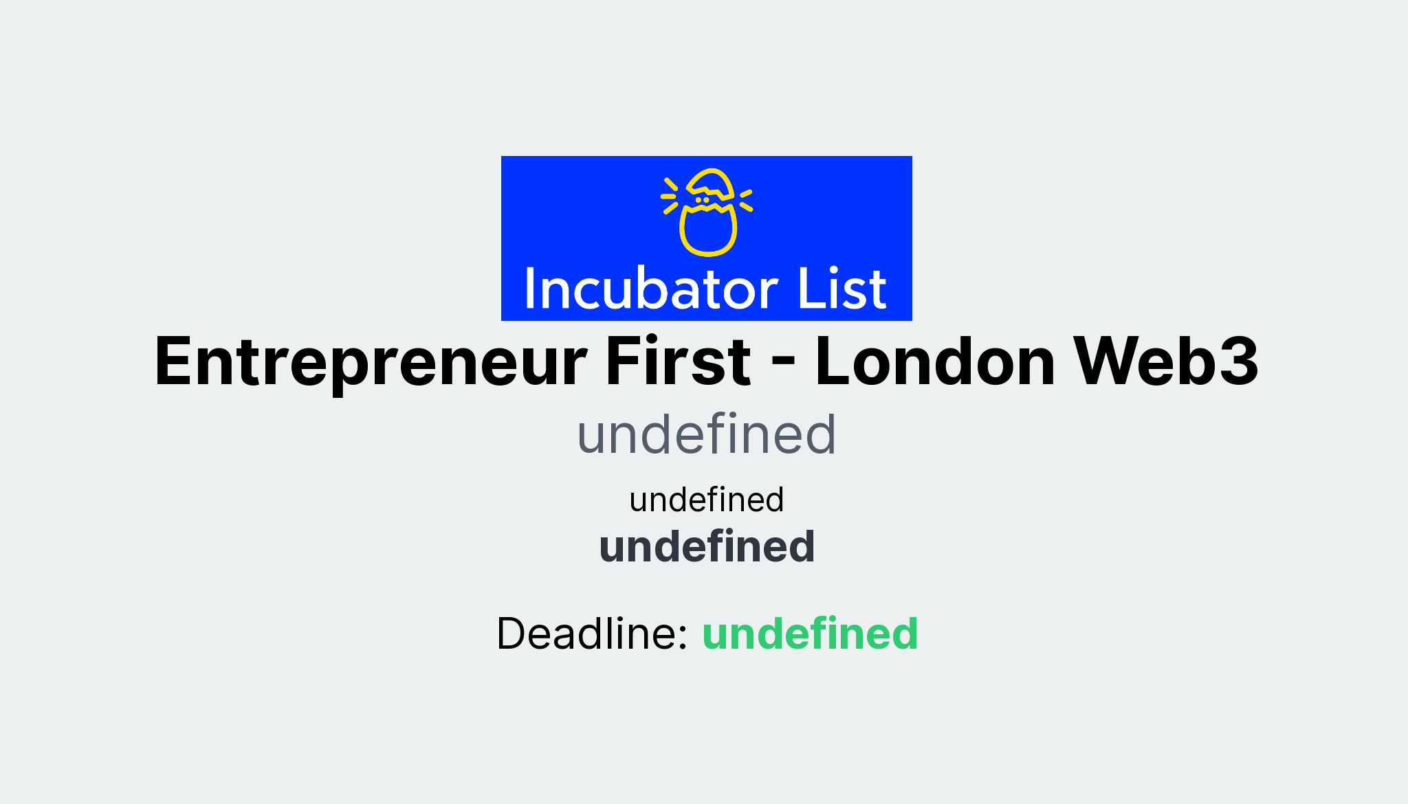 Entrepreneur First - London Web3 - Key Information