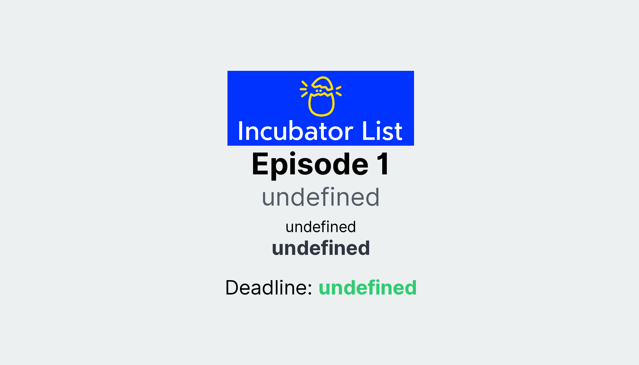 Episode 1 - Key Information