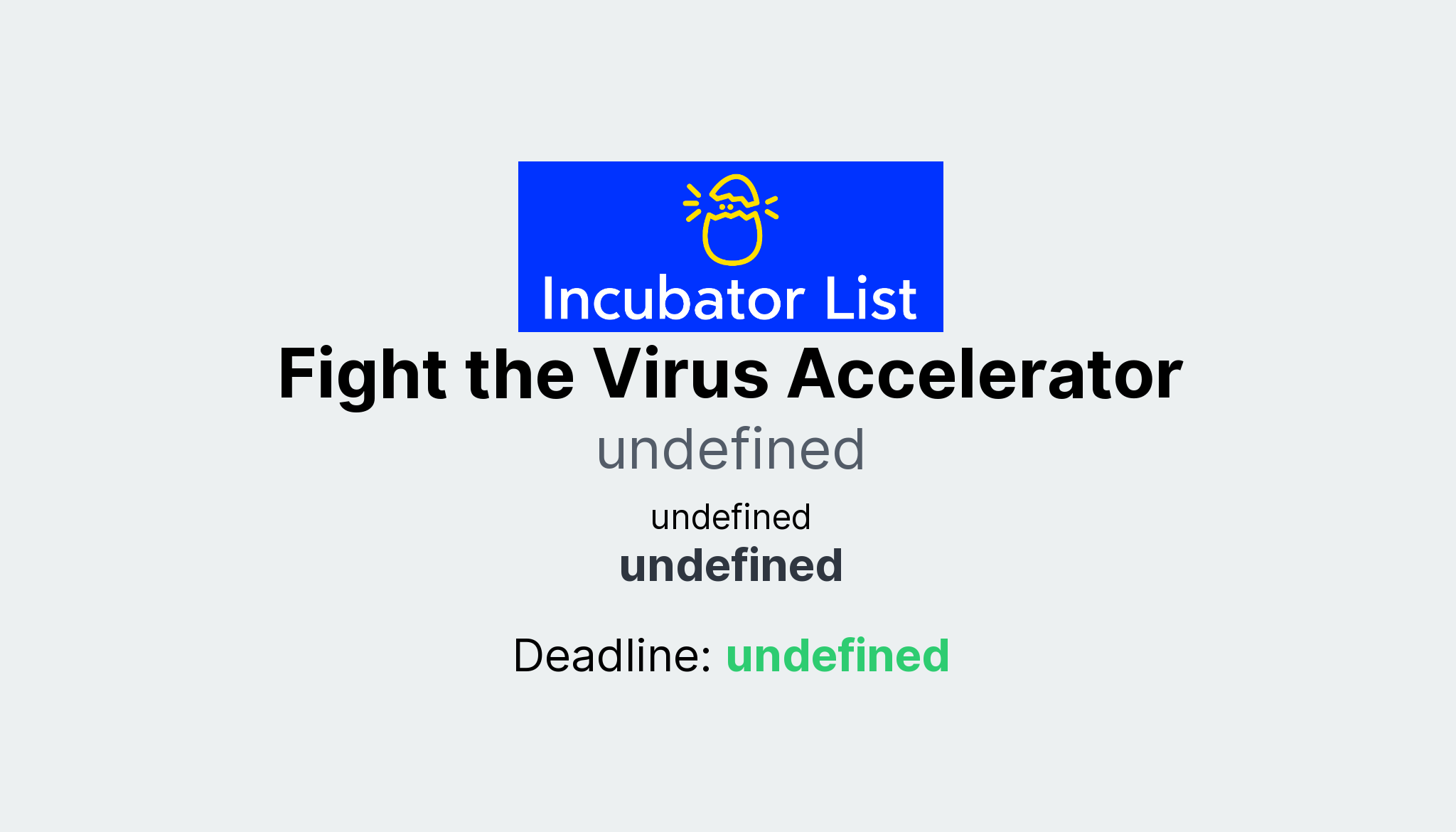 Fight the Virus Accelerator - Key Information