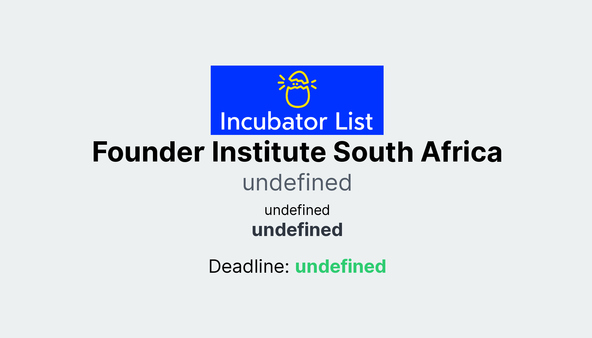 Founder Institute South Africa - Key Information