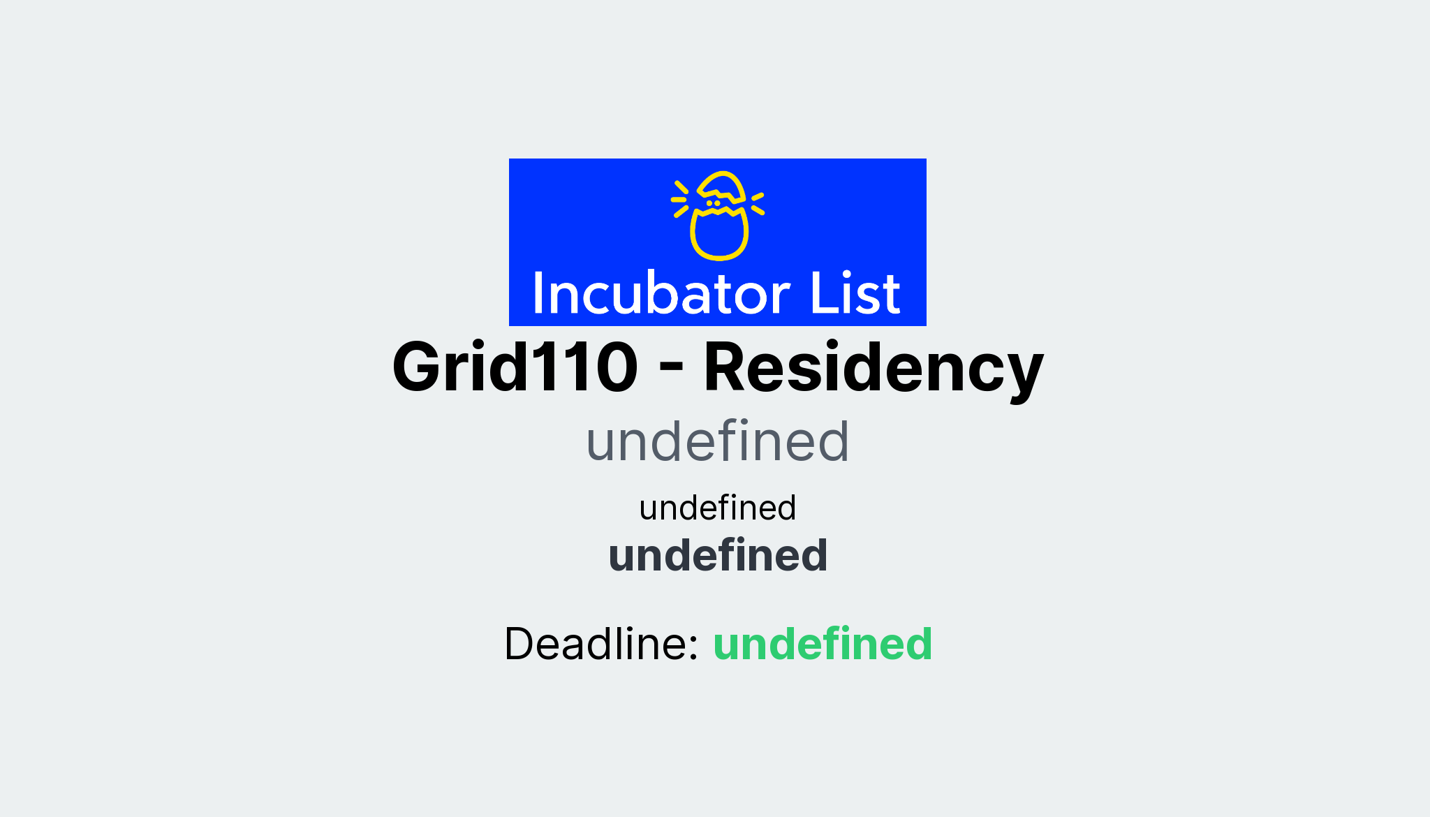 Grid110 - Residency - Key Information