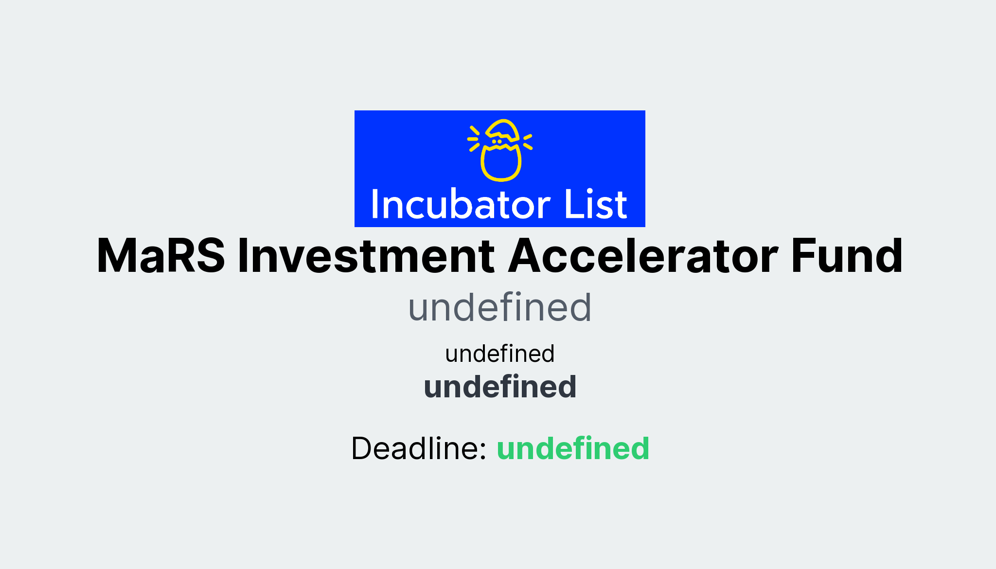 MaRS Investment Accelerator Fund - Key Information