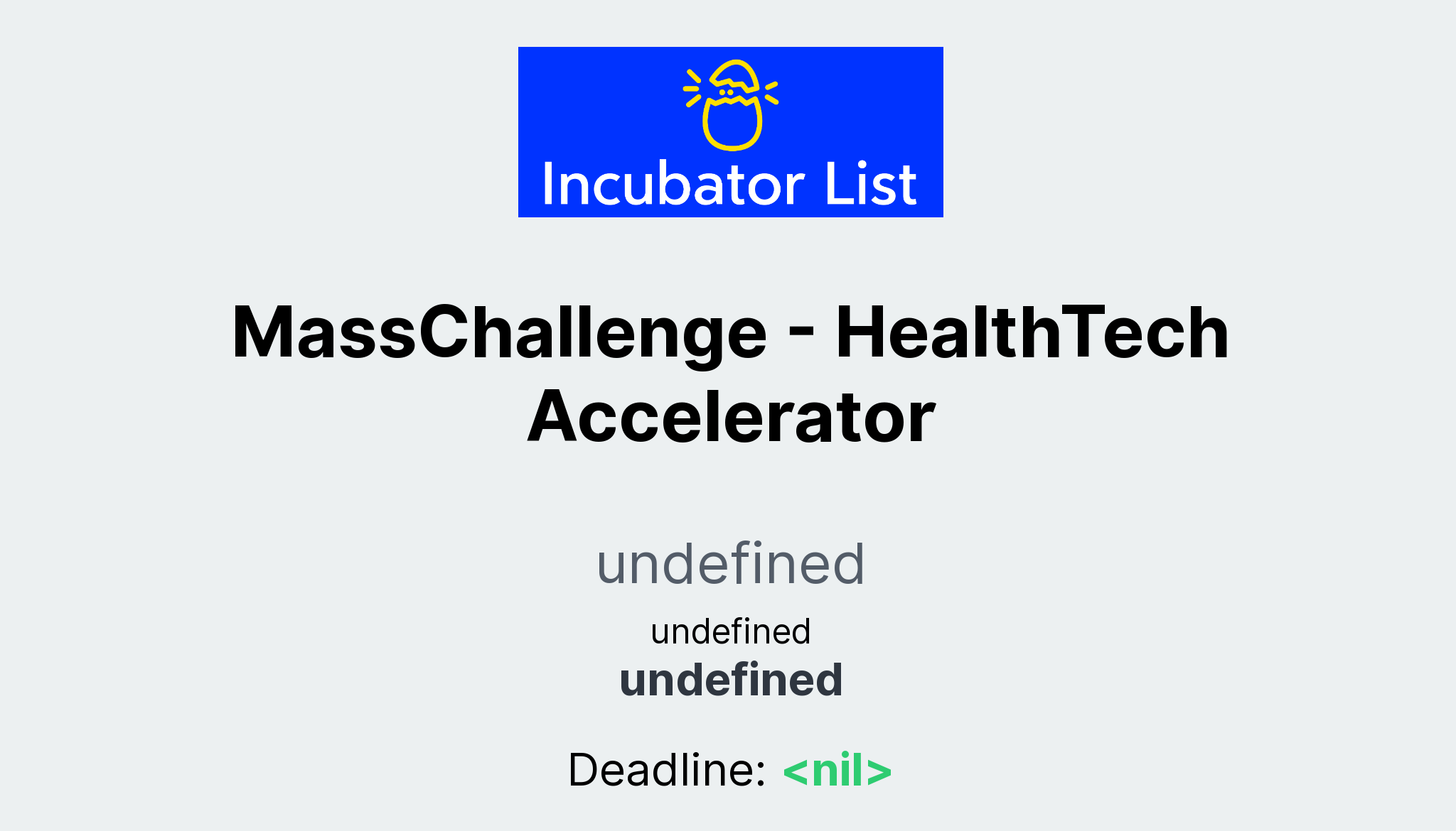MassChallenge - HealthTech Accelerator - Key Information