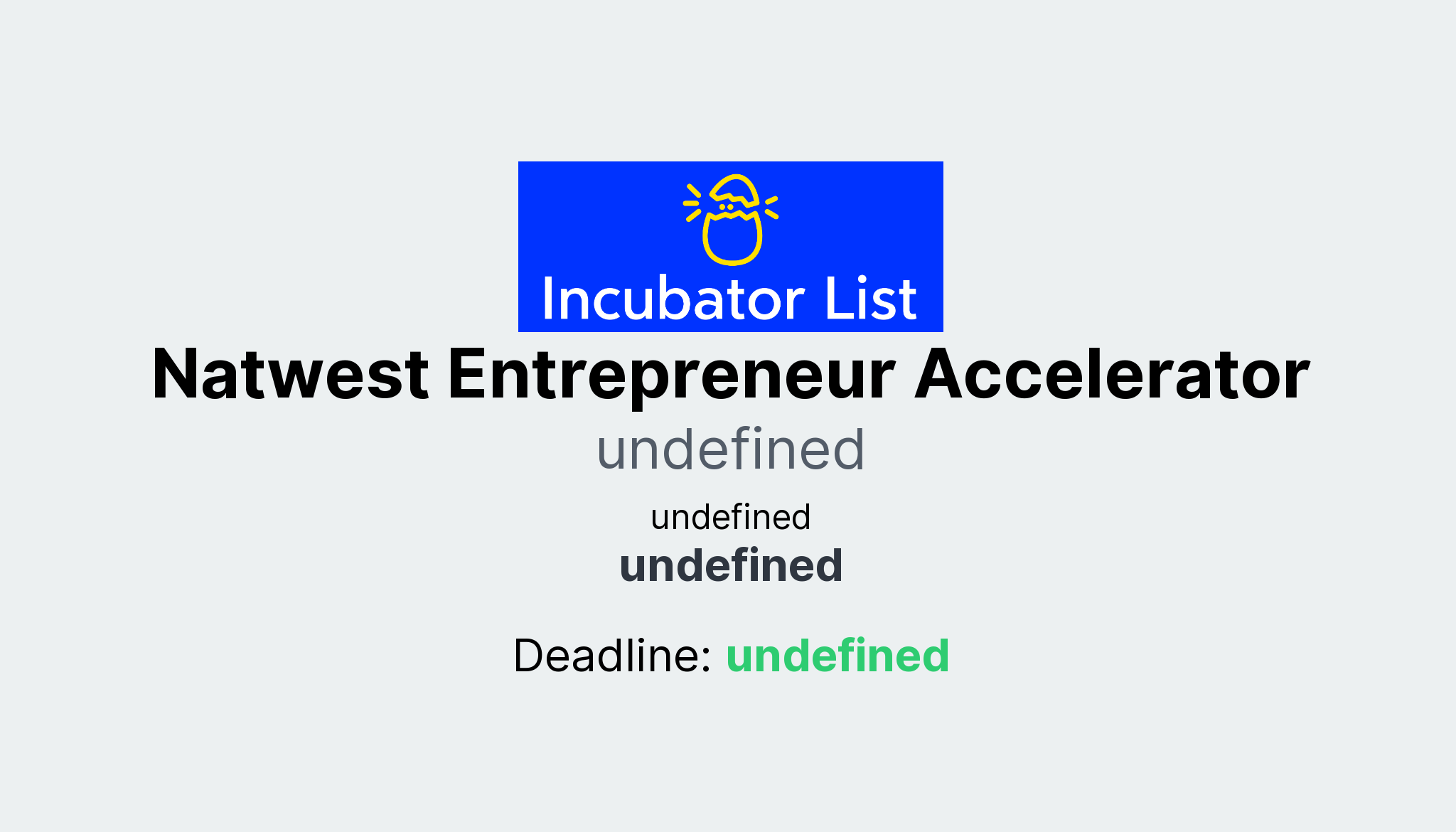 Natwest Entrepreneur Accelerator - Key Information