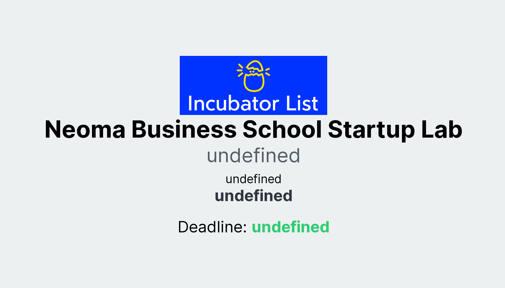 Neoma Business School Startup Lab - Key Information