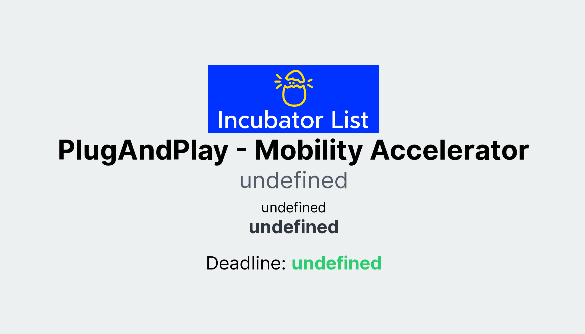 PlugAndPlay - Mobility Accelerator - Key Information
