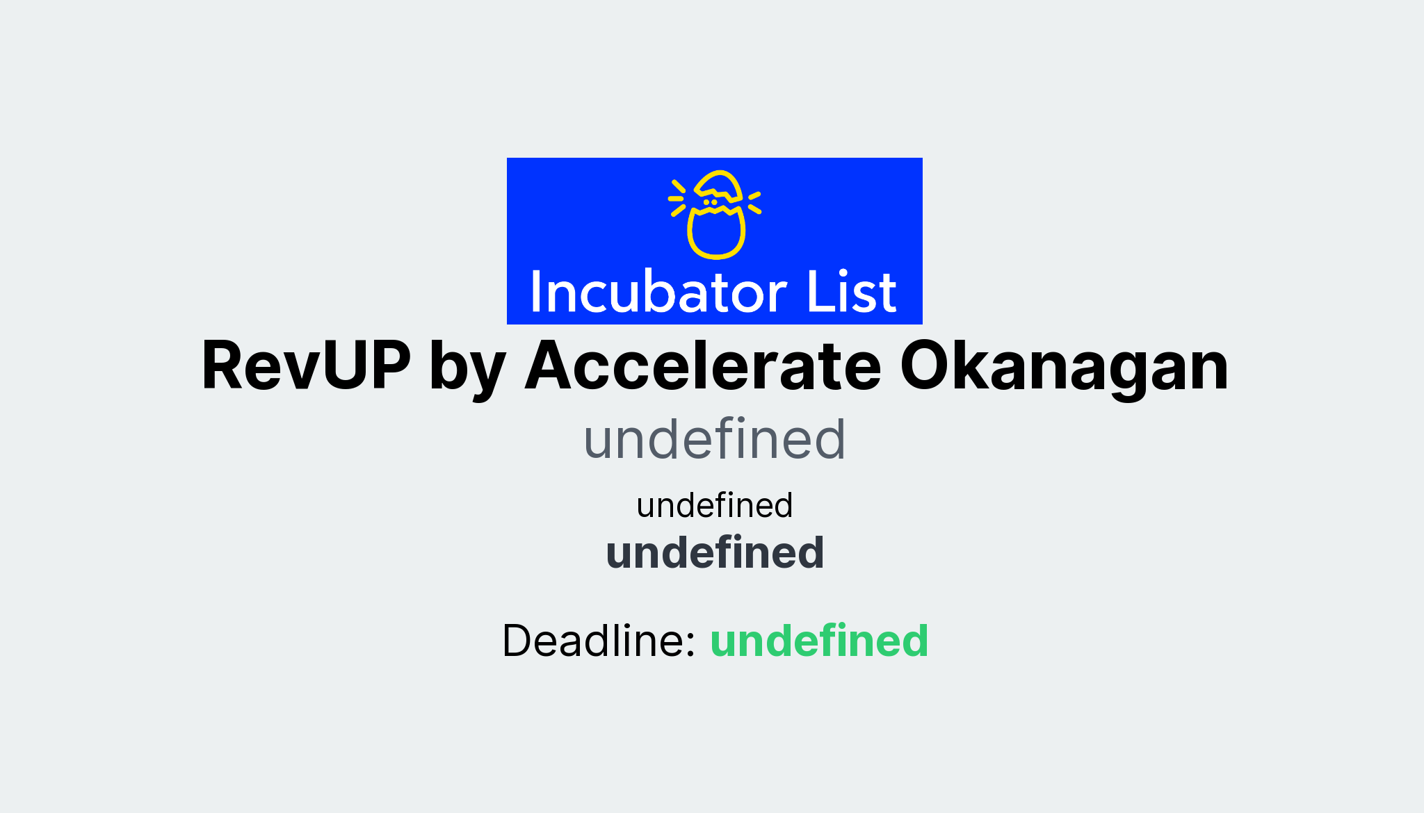 RevUP by Accelerate Okanagan - Key Information