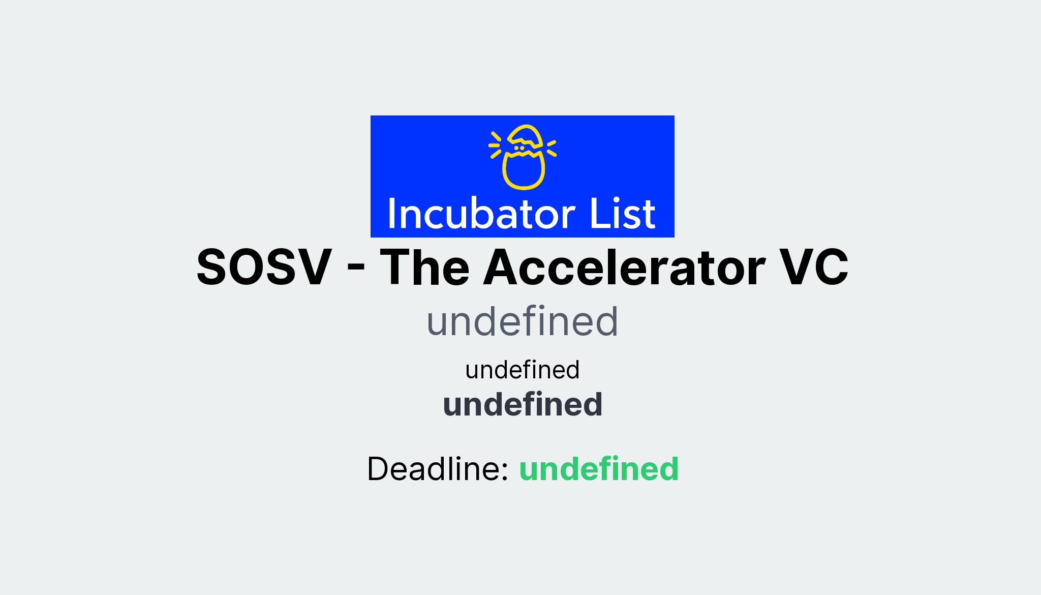 SOSV - The Accelerator VC - Key Information