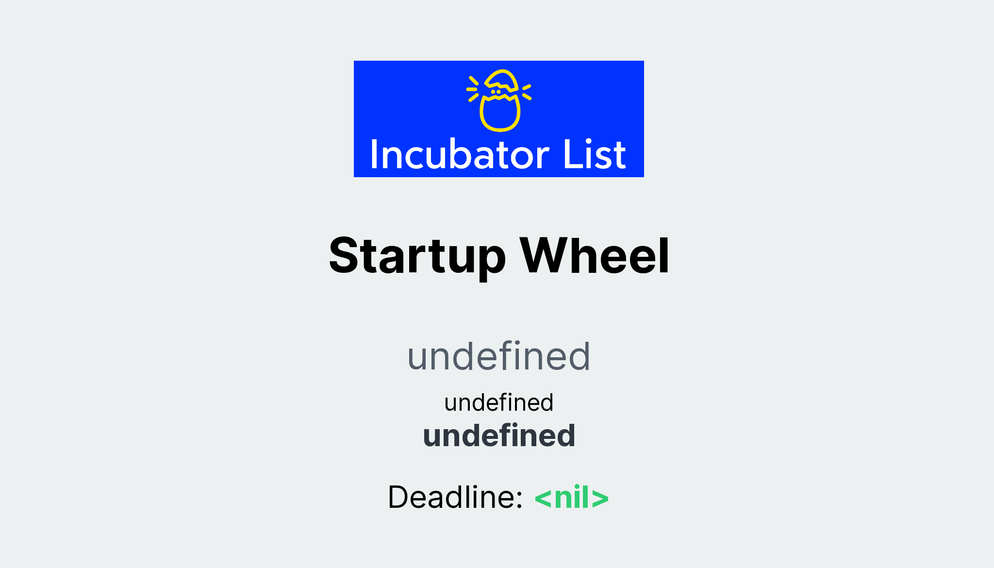 Startup Wheel - Key Information