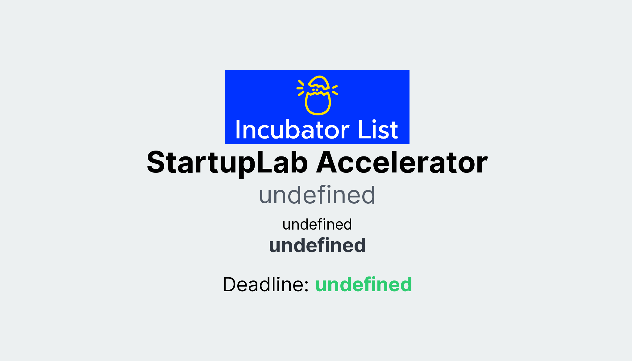 StartupLab Accelerator - Key Information