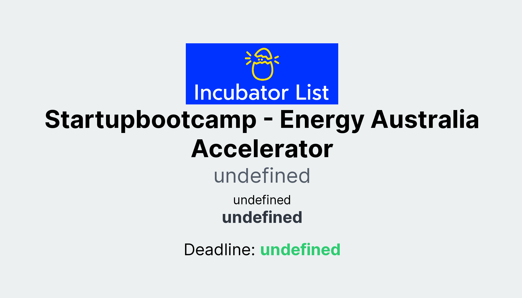 Startupbootcamp - Energy Australia Accelerator - Key Information