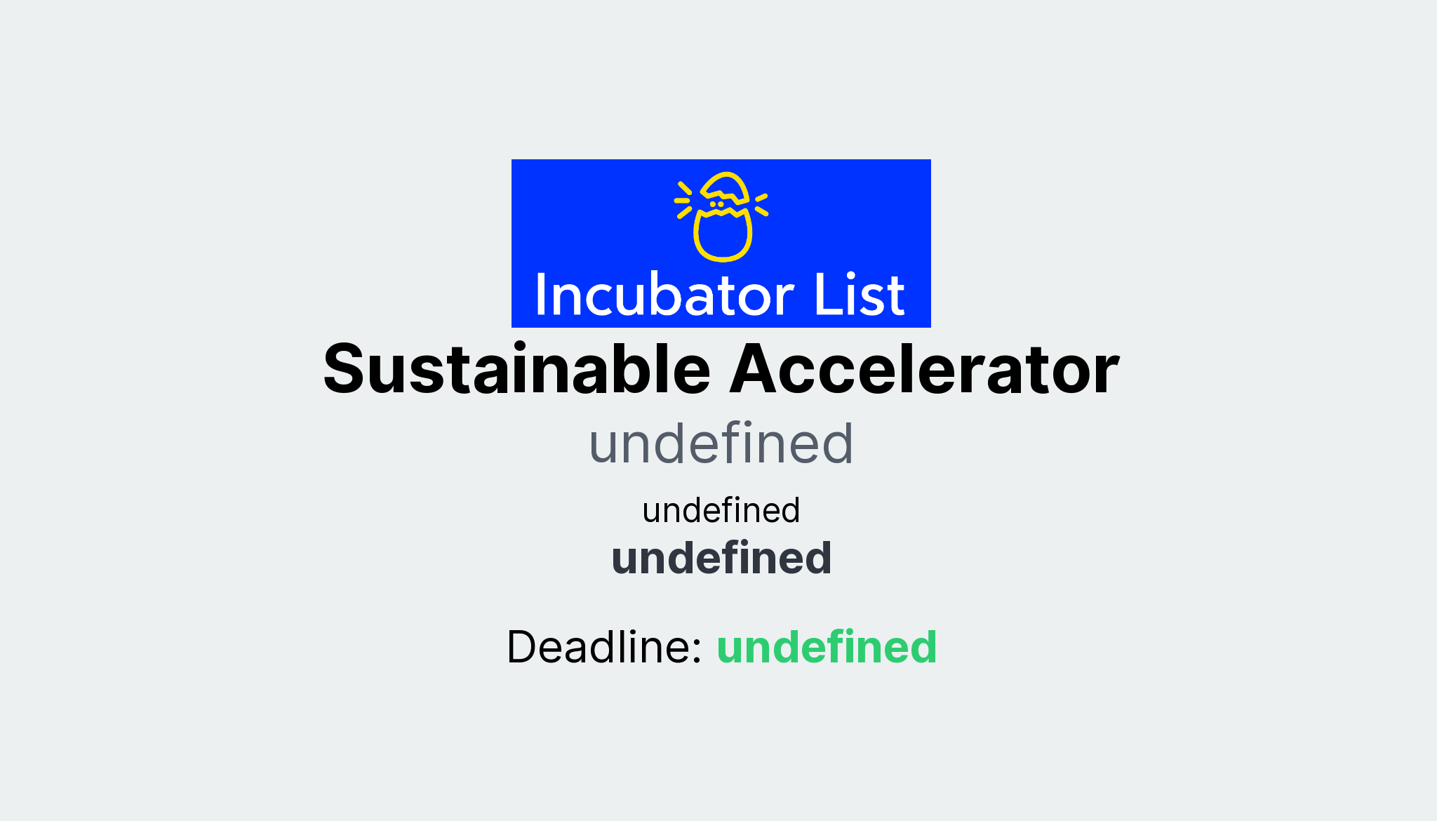 Sustainable Accelerator - Key Information
