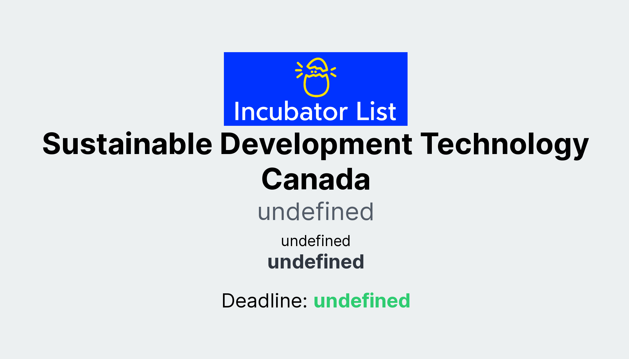 Sustainable Development Technology Canada - Key Information