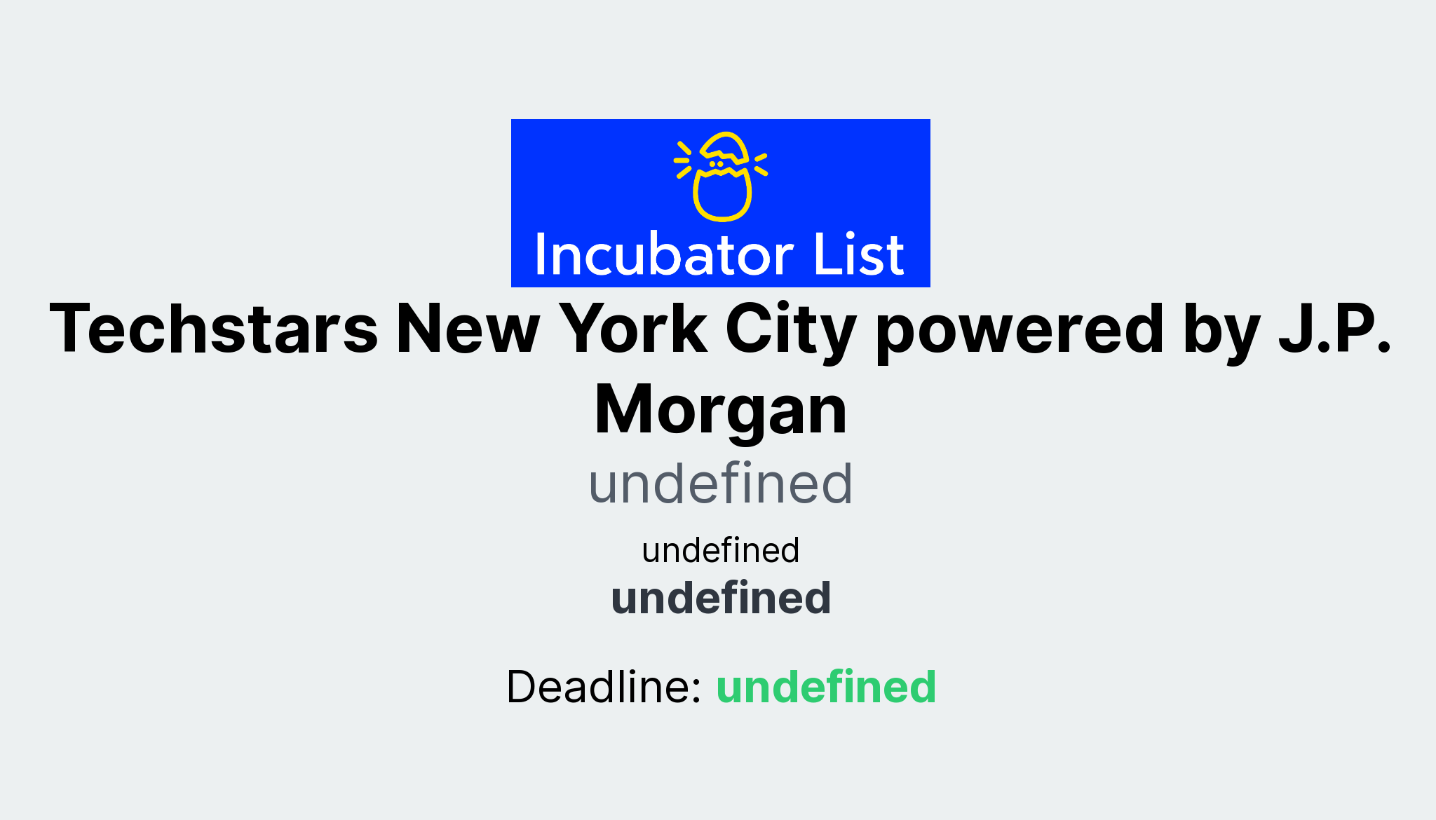 Techstars New York City powered by J.P. Morgan - Key Information