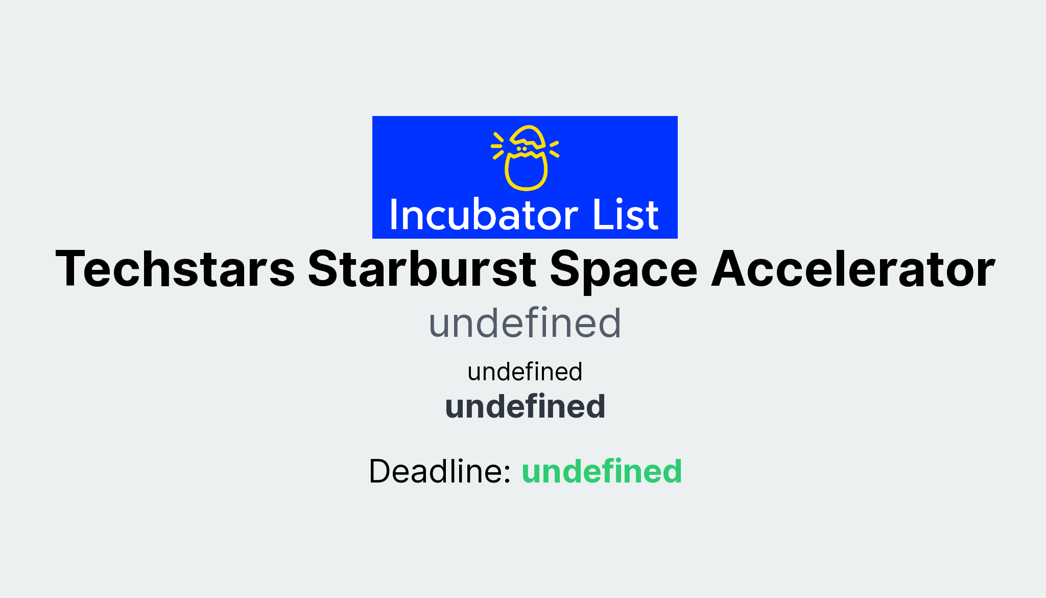 Techstars Starburst Space Accelerator - Key Information