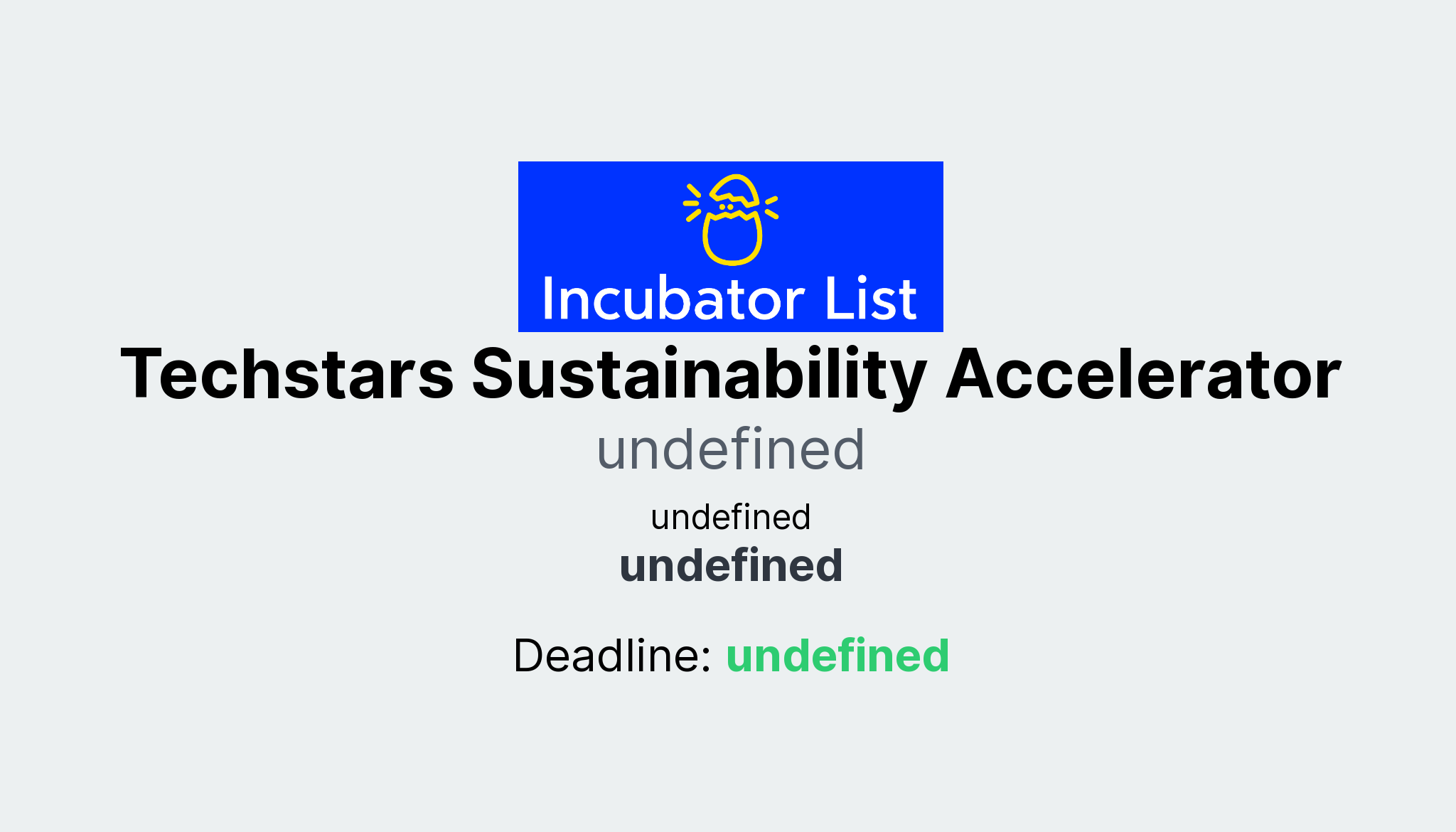 Techstars Sustainability Accelerator - Key Information