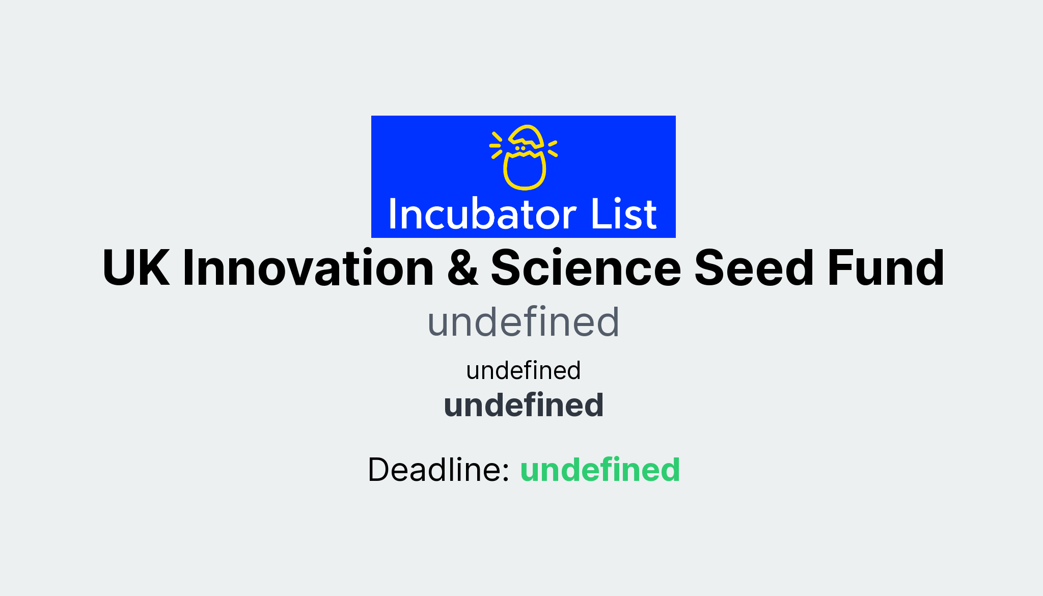 UK Innovation & Science Seed Fund - Key Information