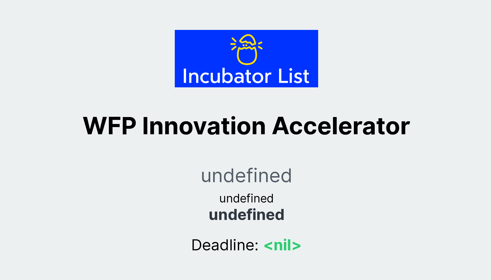 WFP Innovation Accelerator - Key Information
