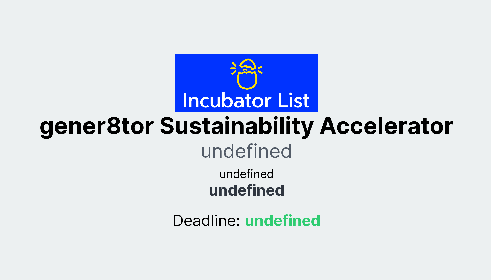 gener8tor Sustainability Accelerator - Key Information